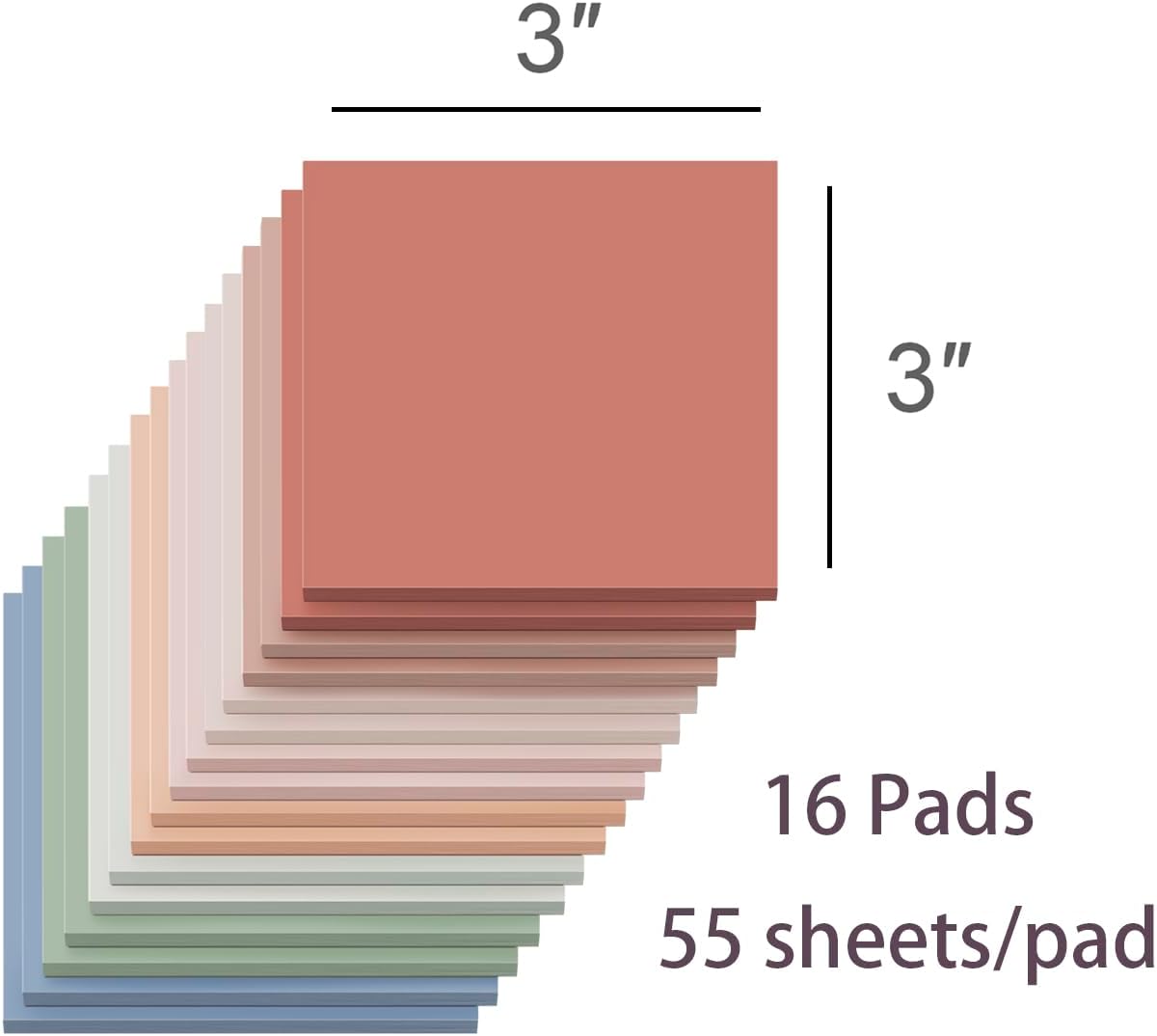 (16 Pack) Sticky Notes 3x3, Vintage Colors, Sticky Pads, Recyclable, E ...