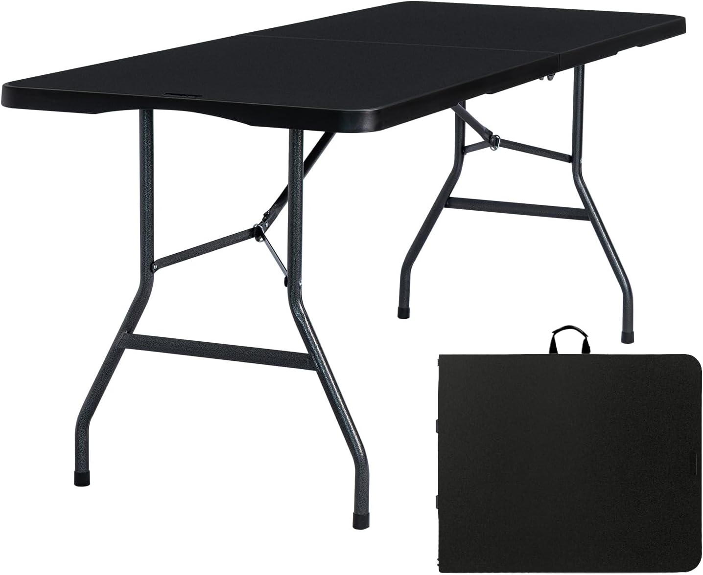 Folding Table 6ft Portable Heavy Duty Plastic Fold-in-Half 6 Foot Fold ...