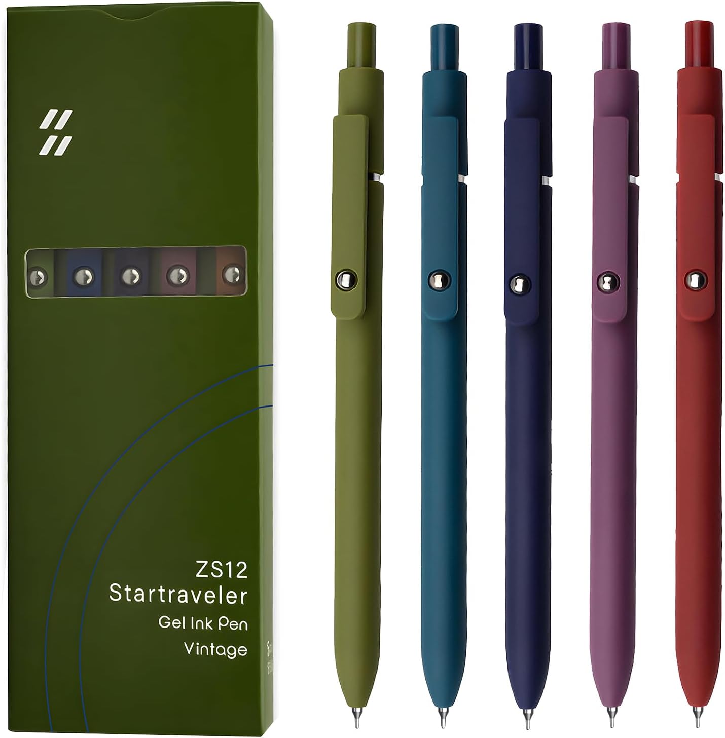 Gel Pens, 5 Pcs 0.5mm Black Ink Pens Fine Point Smooth Writing Pens wi ...