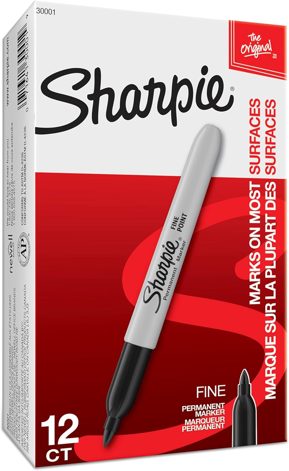 Sharpie Permanent Markers, Fine Tip, Black, 12 Count - For Classroom ...
