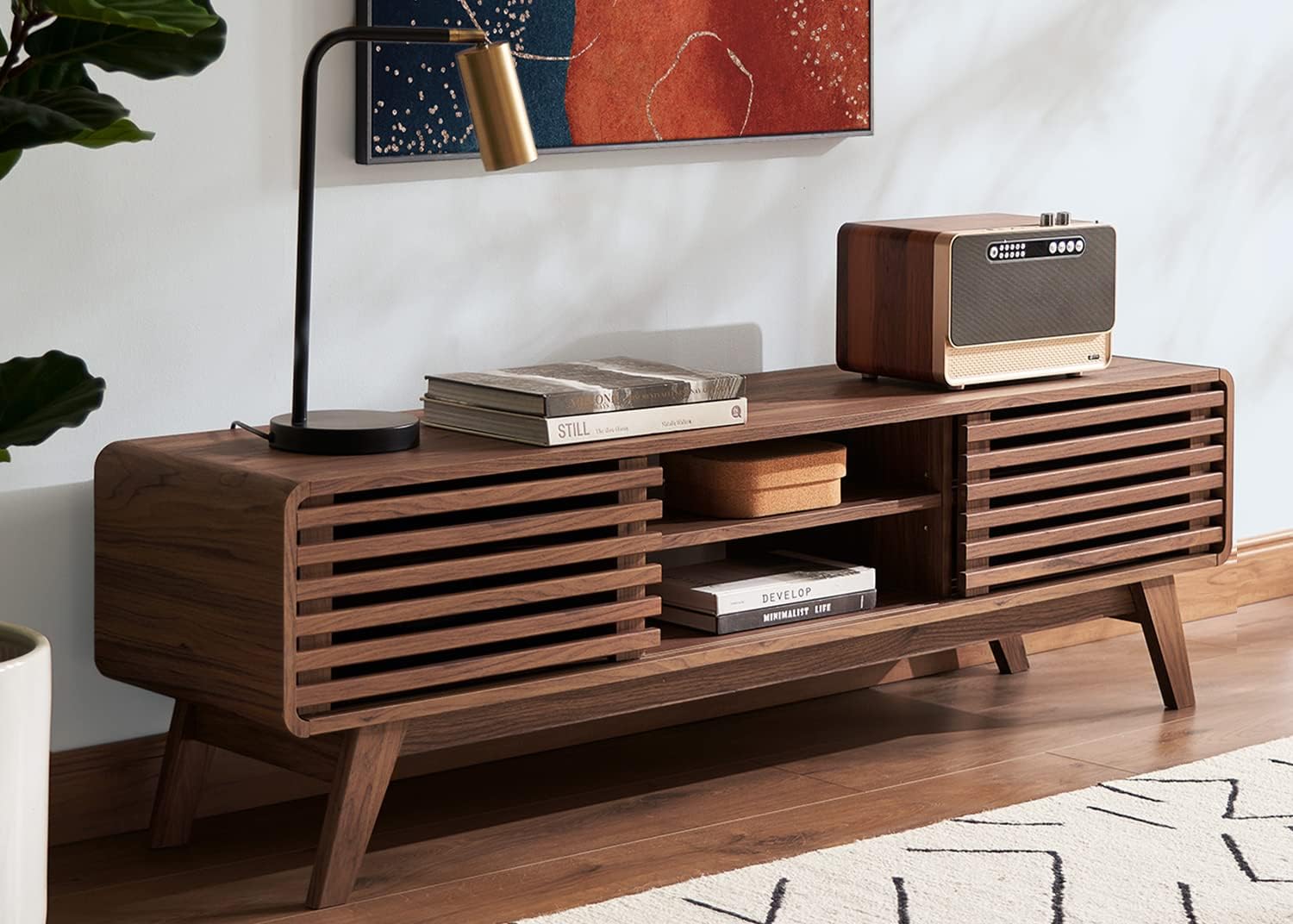 mopio Ensley TV Stand, Mid Century Modern for 55/60/65 inch TV, Farmho ...
