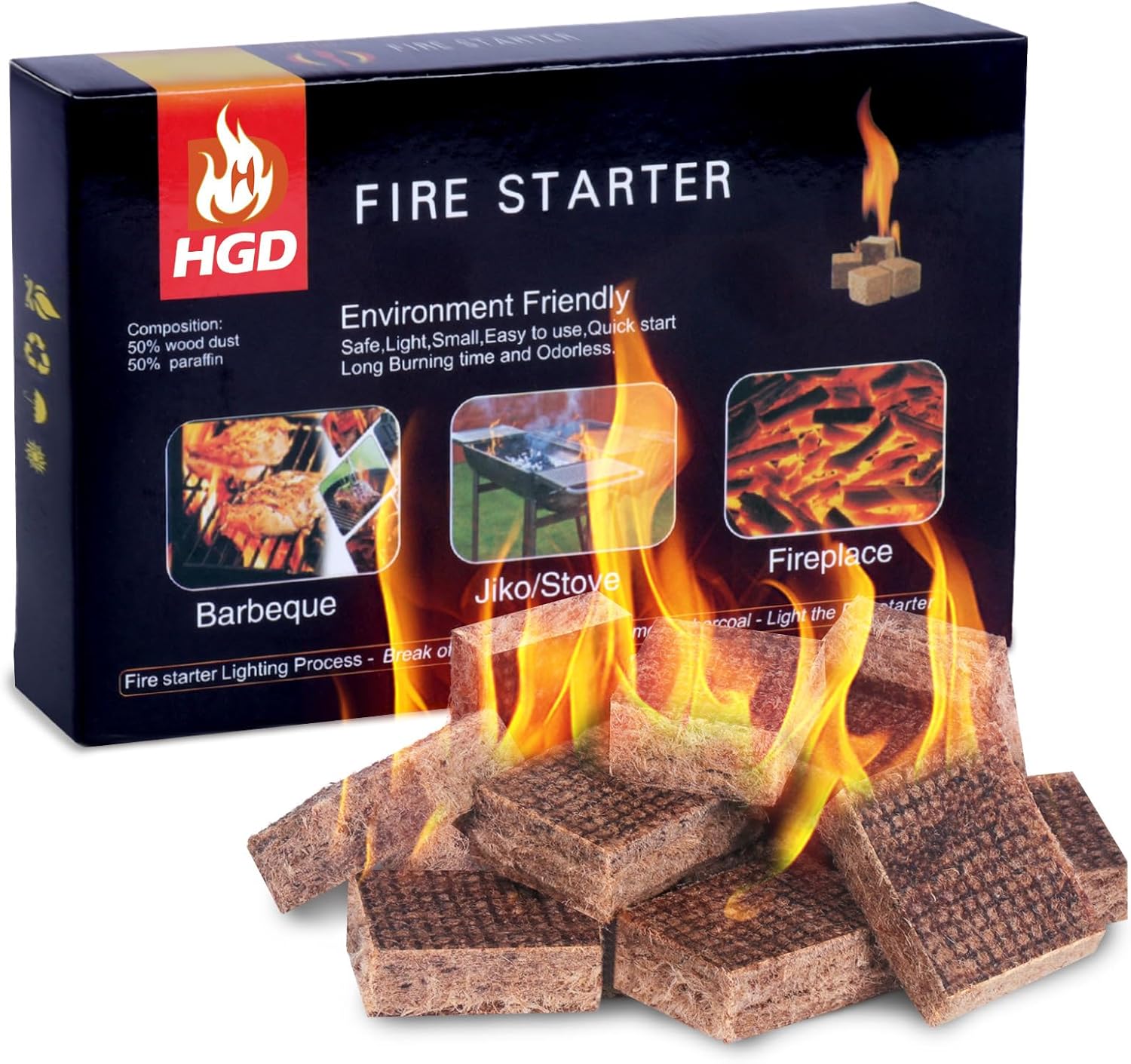 HGD Fire Starter, Natural Fire Starters for BBQ, Campfire, Fireplace ...