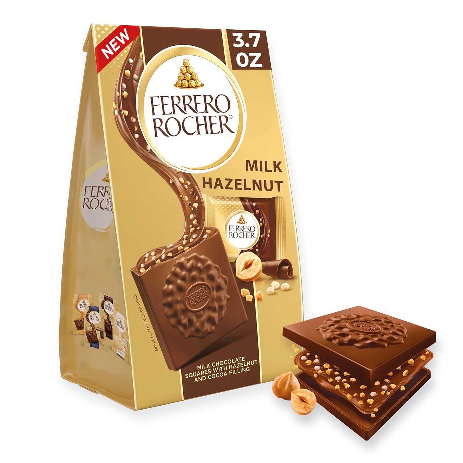 Ferrero Rocher Premium Hazelnut Milk chocolate squares, Valentine's Da ...